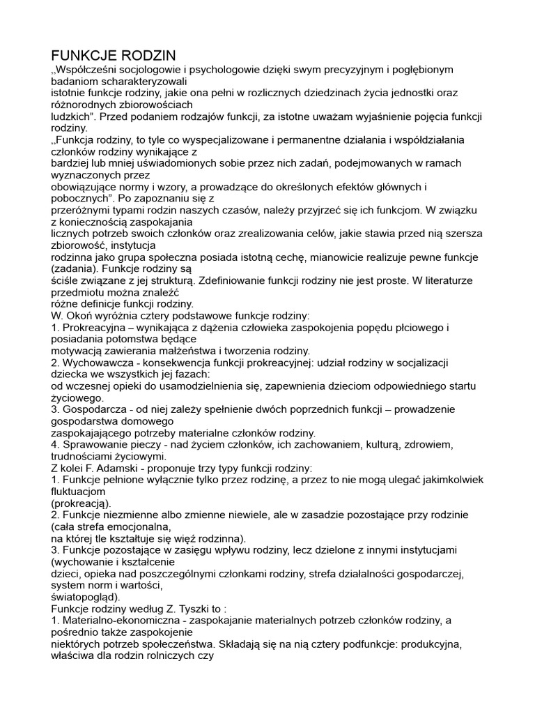 funkcje rodziny | PDF