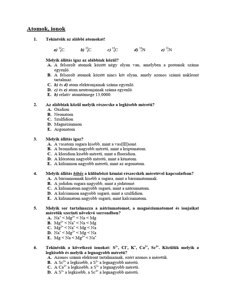 01 Atomok Ionok | PDF