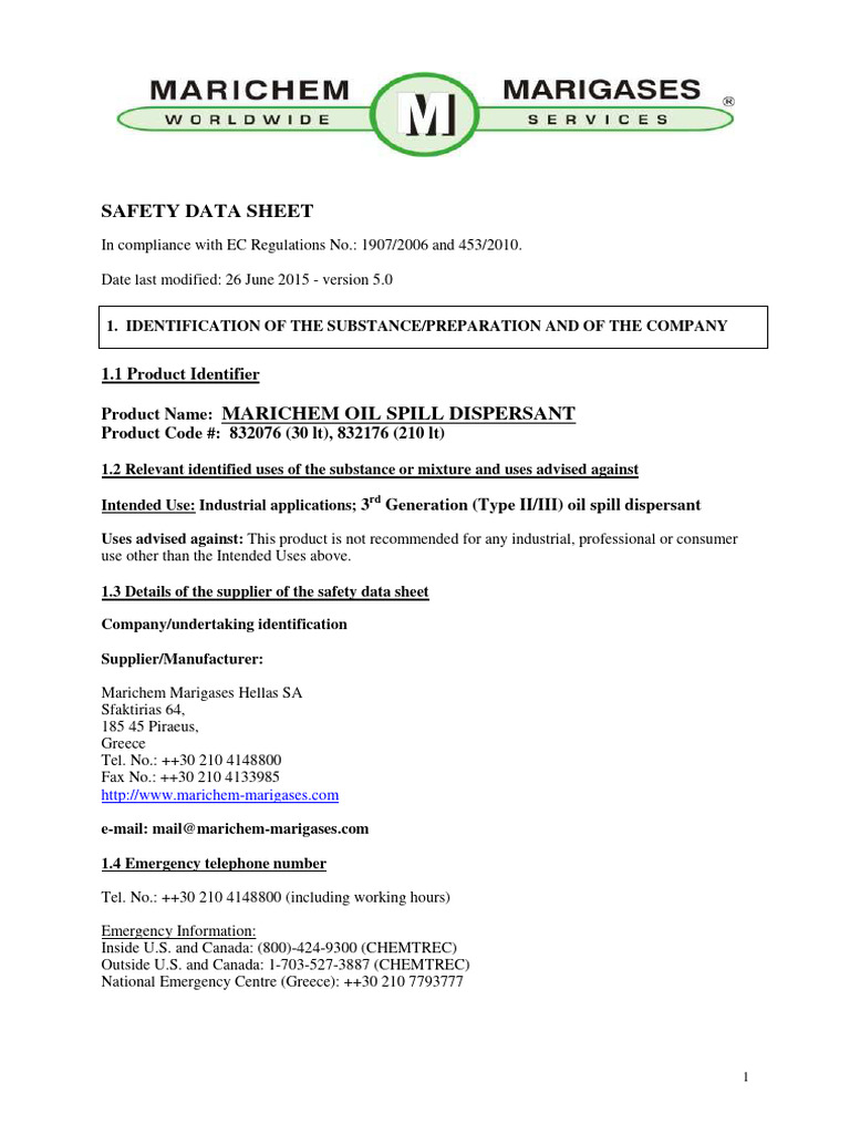 Marichem Oil Spill Dispersant | PDF