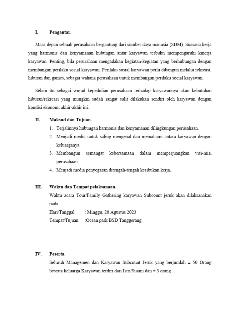 Proposal Tour Karyawan | PDF