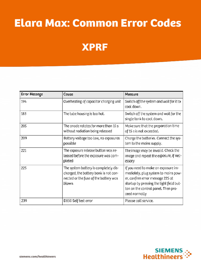 Siemens Mobile TT Elara Max Error Codes | PDF