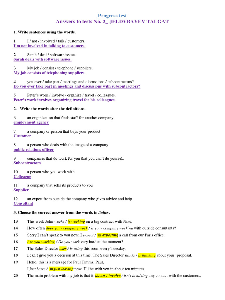 Answers To Tests No. 2 | PDF