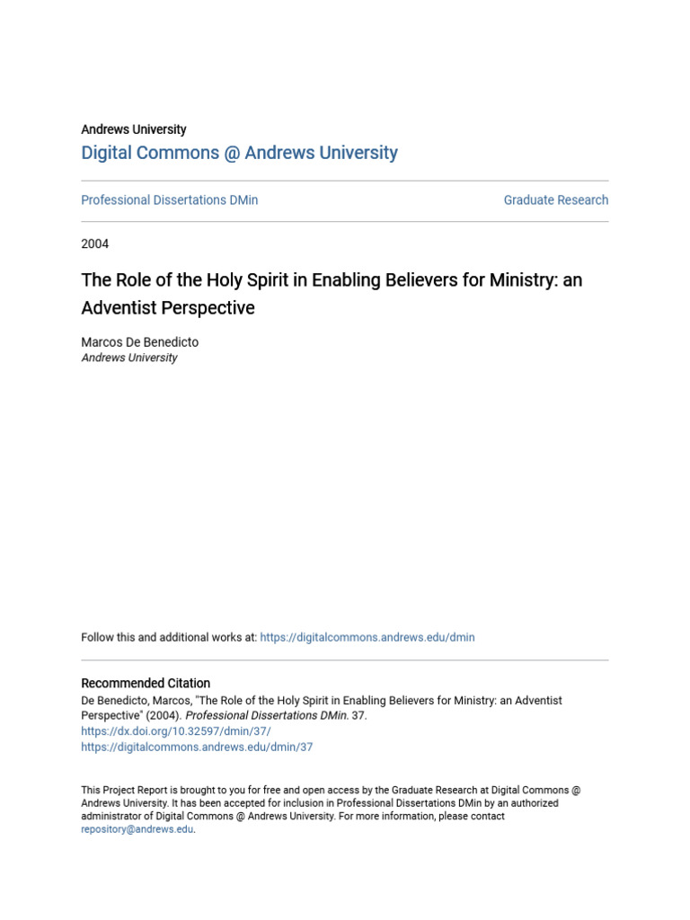 The Role of the Holy Spirit in Enabling Believers for Ministry_ A | PDF