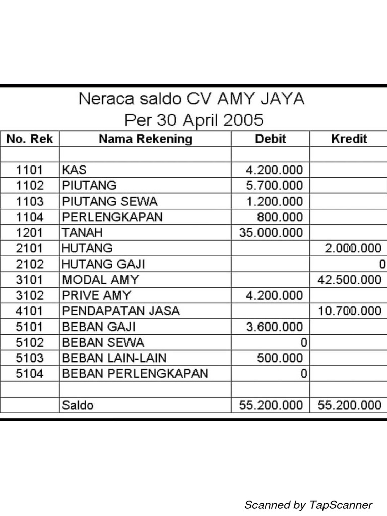 Contoh Neraca Sumber Internet | PDF