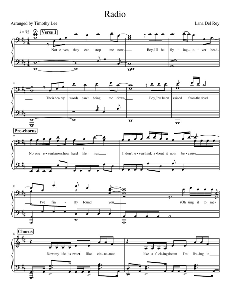 Radio - Lana Del Rey (Piano Sheet) | PDF