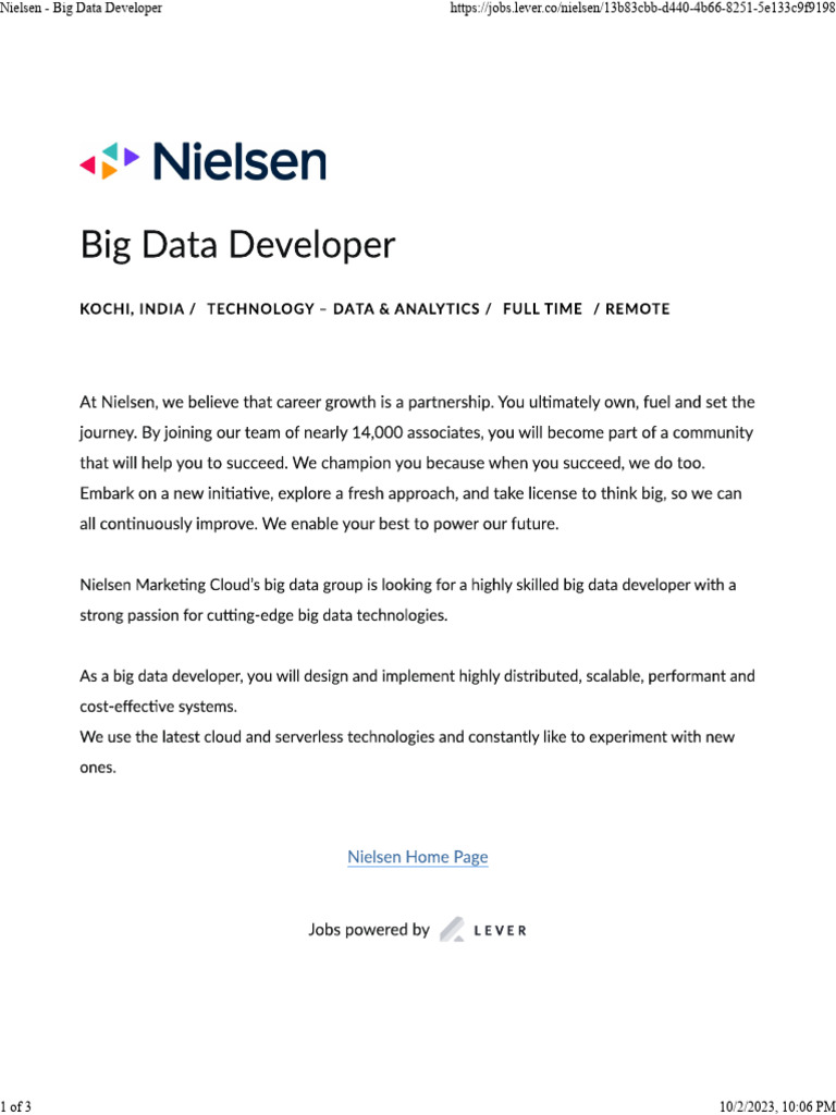 ACNielsen - Big Data Developer | PDF