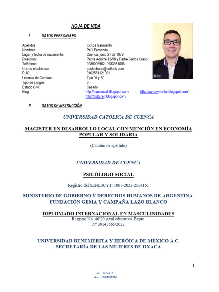 CV PAÚL OCHOA Septiembre 2023 | PDF