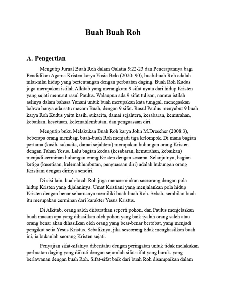 Buah Roh dalam Hidup Kristen | PDF