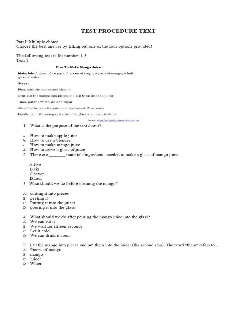 Test 20 Soal Procedure Text | PDF