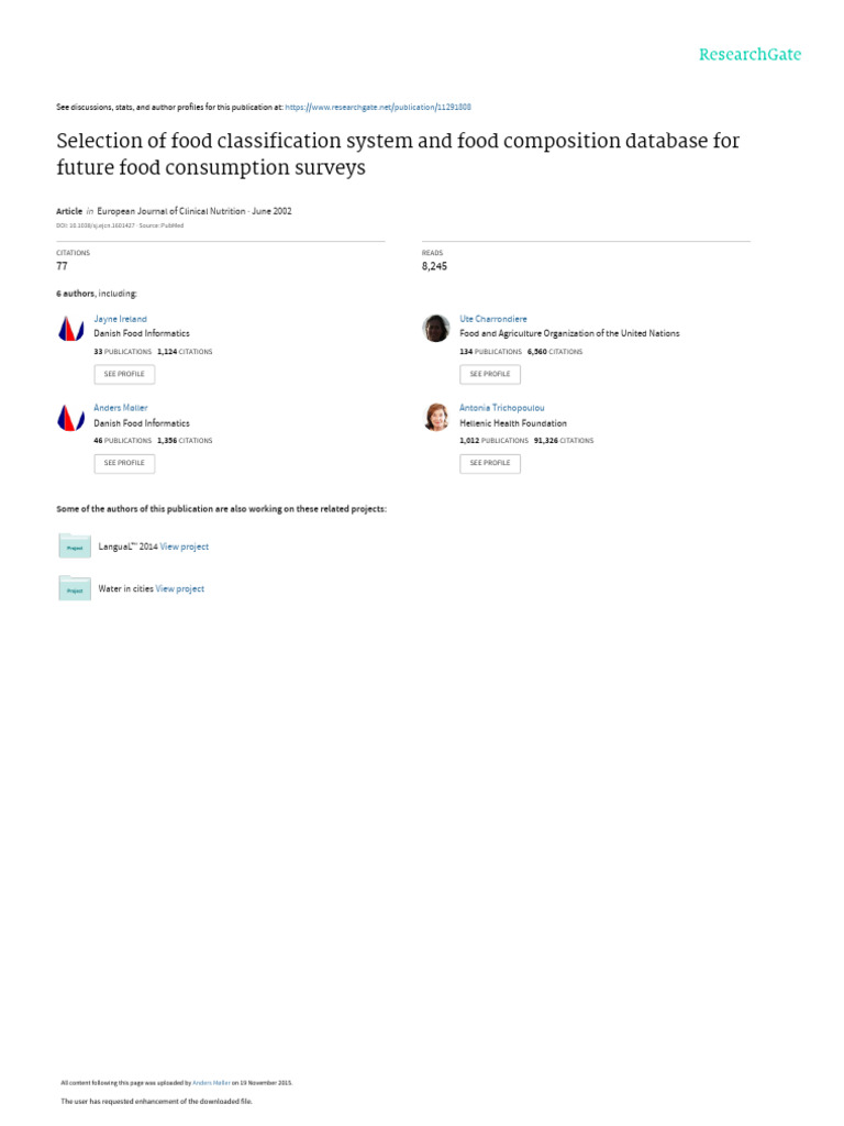 Selection of Food Classification System and Food C | PDF