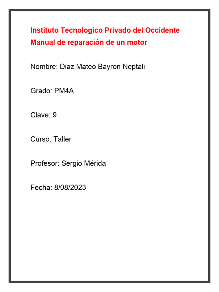 Manual de Reparación de Un Motor | PDF