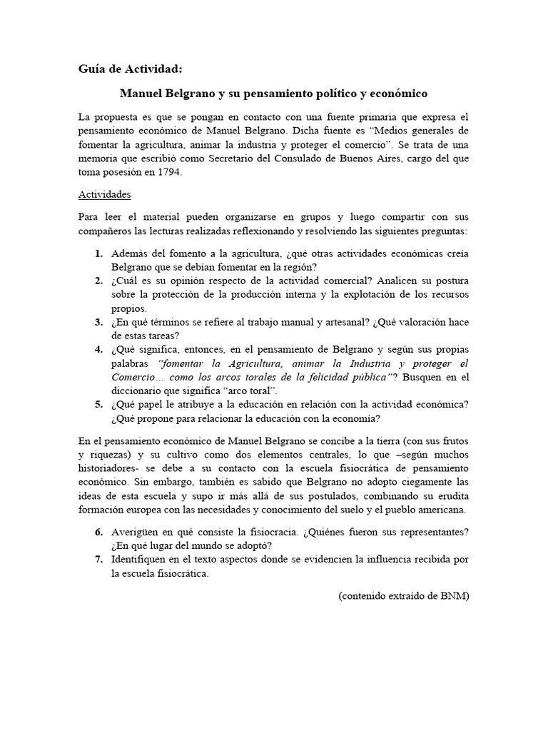 Guía act. Manuel Belgrano | PDF