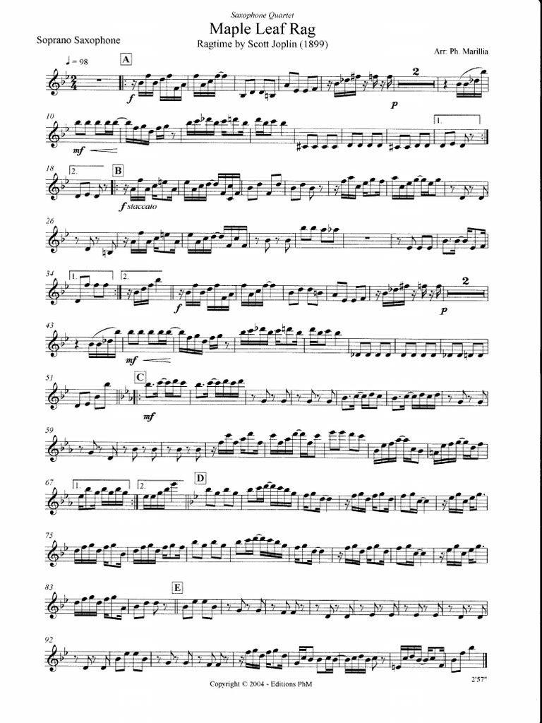 Quatuor Mapple Leaf Rag de Joplin Arrg Marillia | PDF