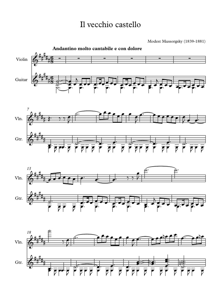 Modest Mussorgsky - Il Vecchio Castello (Transcription For Guitar and ...