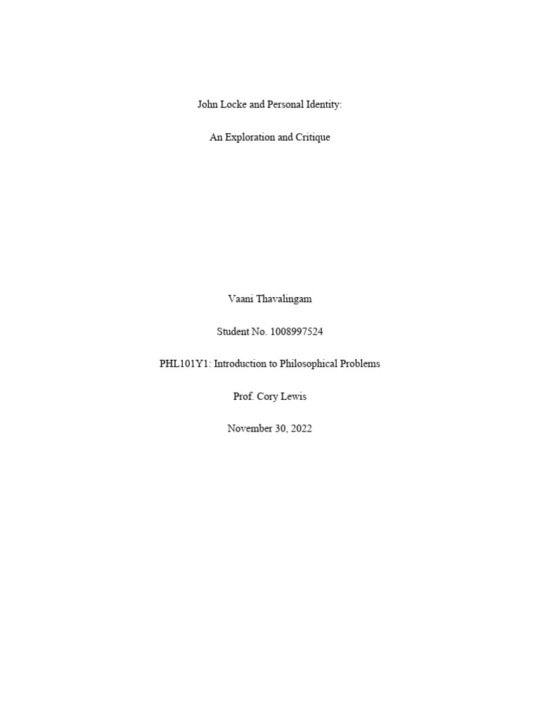 John Locke and Personal Identity | PDF