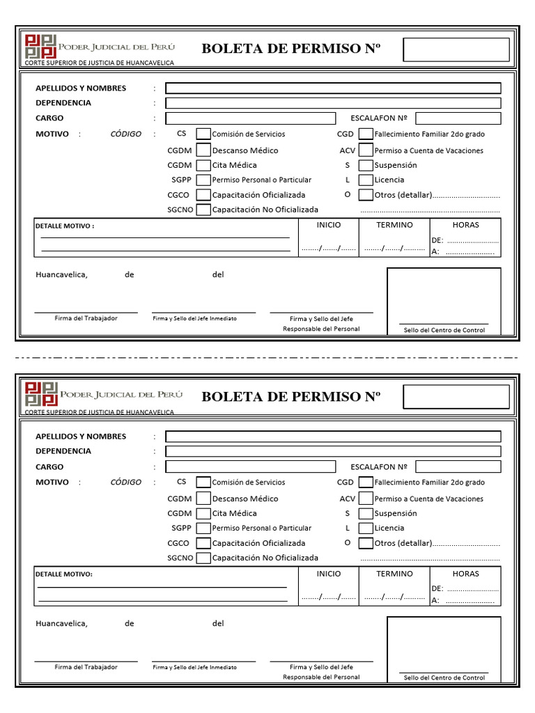 Papeleta de Salida Permiso | PDF