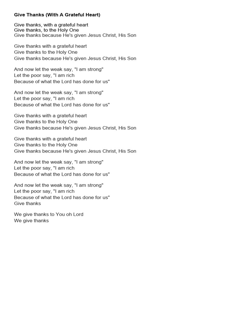 Give Thanks Lyrics | PDF