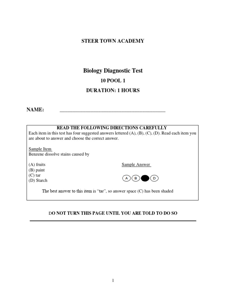 Dignostic Test | PDF