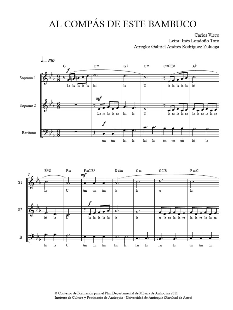 CORO Gabriel Rodr°guez - Al Compas de Este Bambuco | PDF