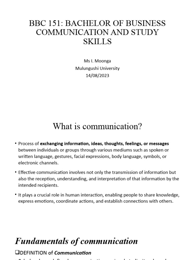 Group A BCS 151 Notes | PDF | Communication | Nonverbal Communication