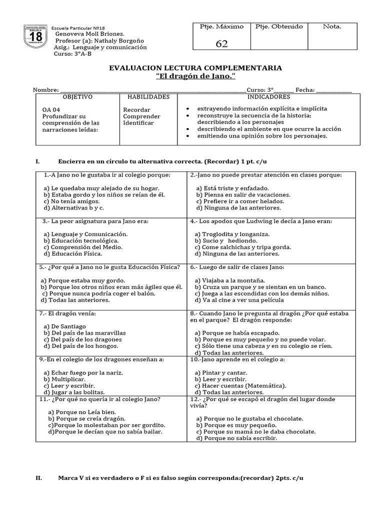 Prueba El Dragon de Jano | PDF