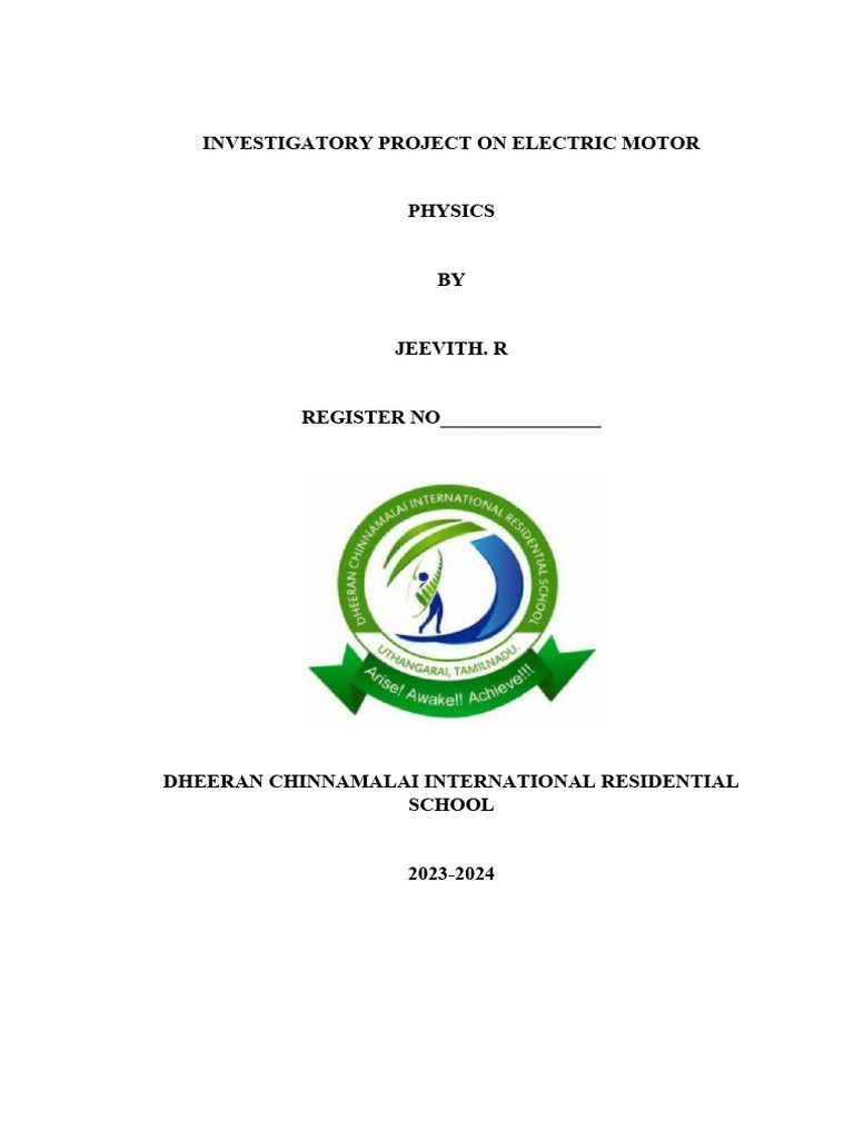 Electric Motor Project Report | PDF