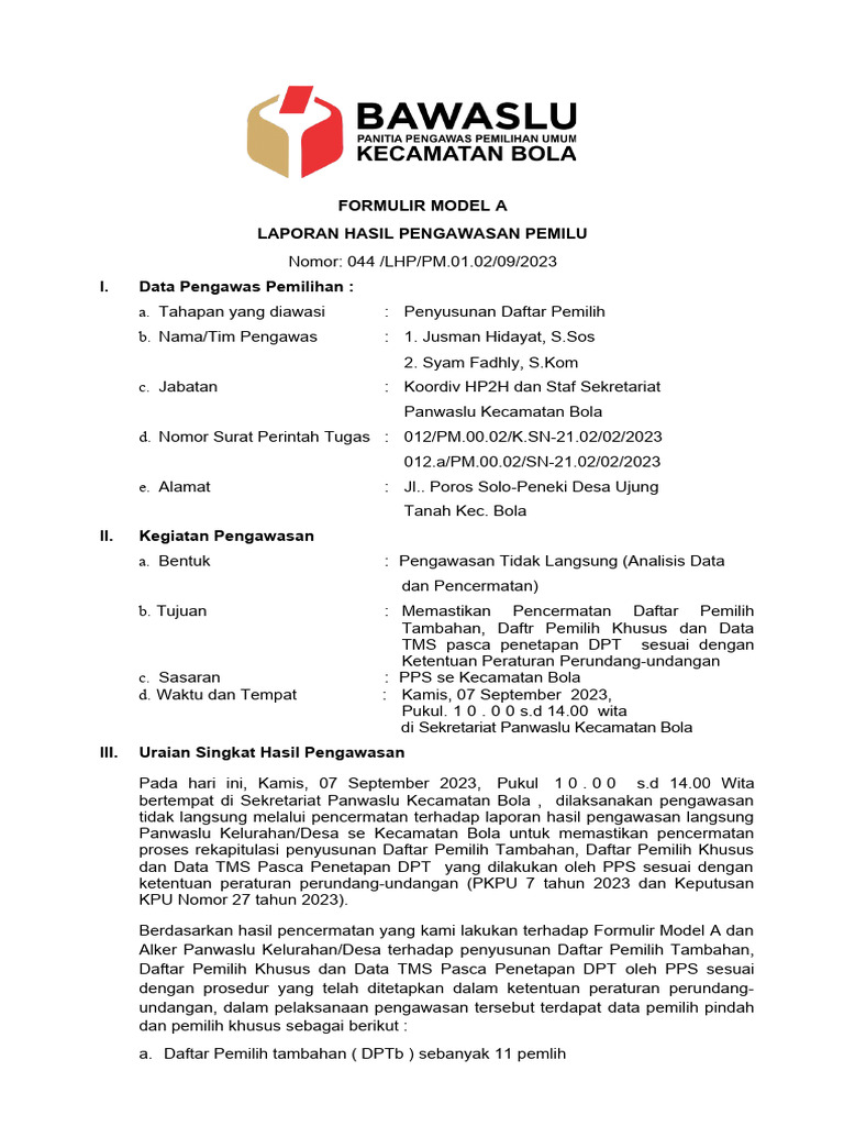 Contoh Form A | PDF