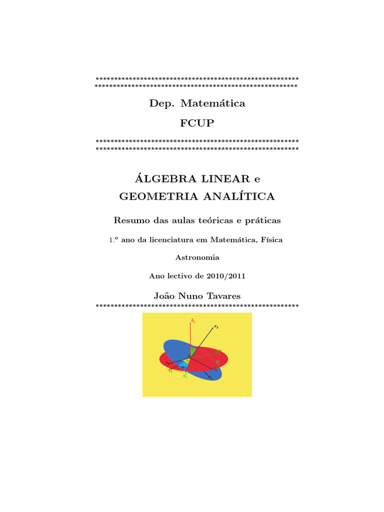 Algebra Linear e Geometria Analitica | PDF