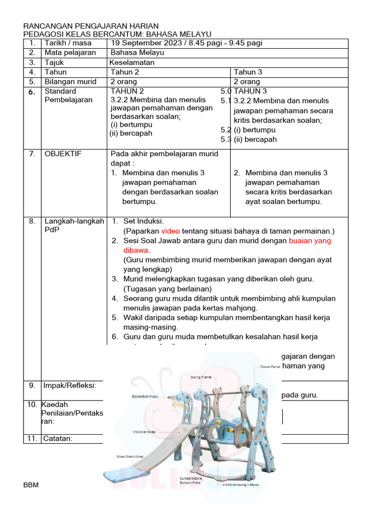 RPH BM Kelas Bercantum | PDF