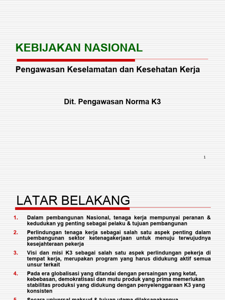 Kebijakan K3 (Dirjen) | PDF