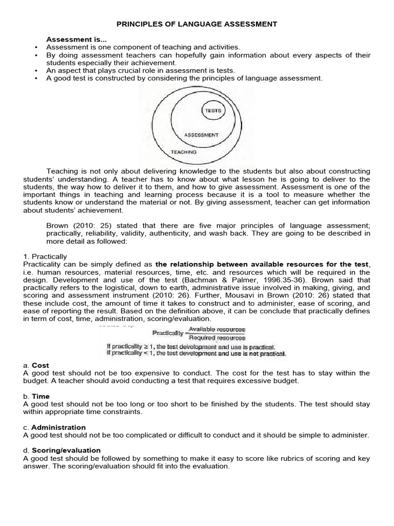 Principles of Language Assessment | PDF