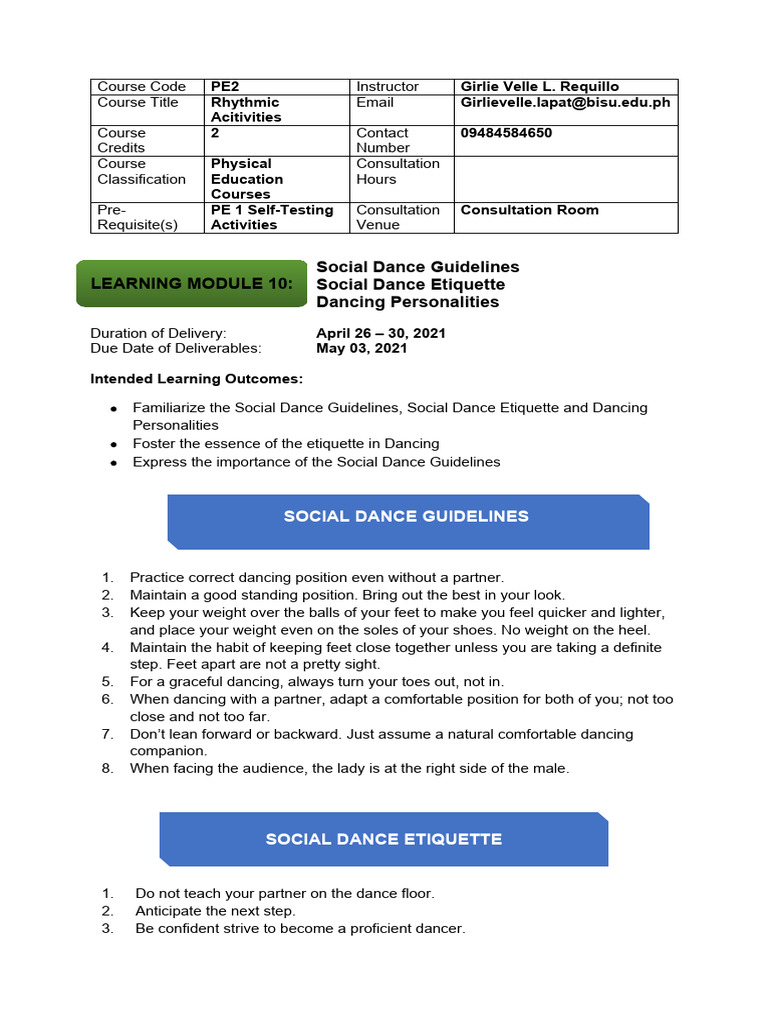 Module 10 | PDF | Dances | Performing Arts