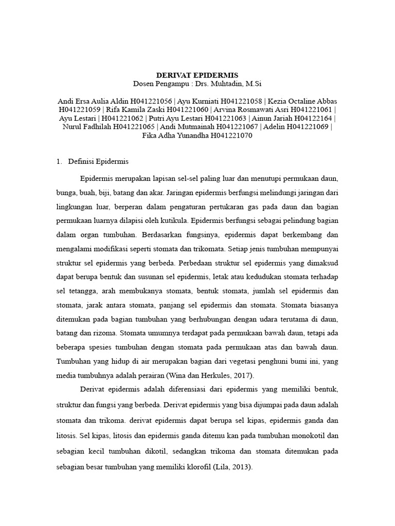 Derivat Epidermis pada Tumbuhan | PDF