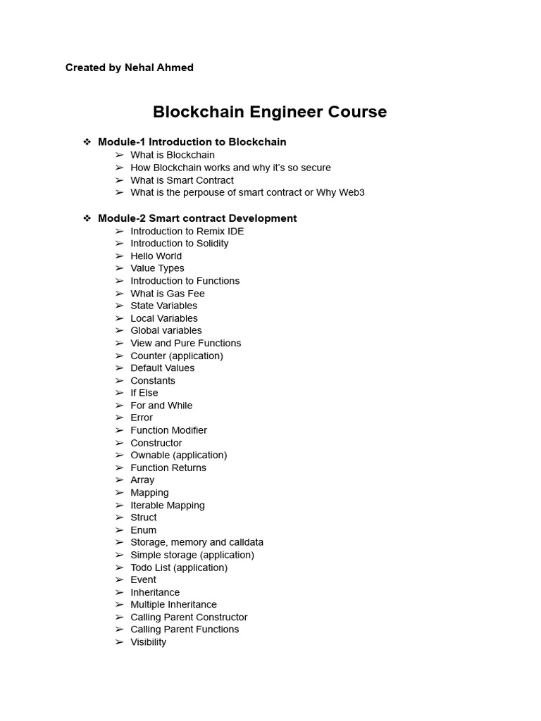 Syllabus Blockchain Engineer Course | PDF