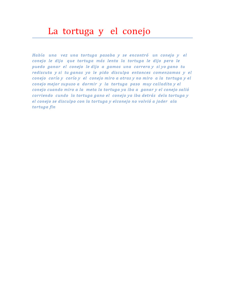 La Tortuga y El Conejo | PDF
