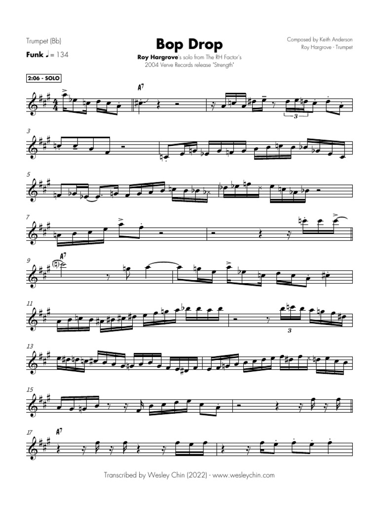 Bop Drop - Roy Hargrove Solo | PDF
