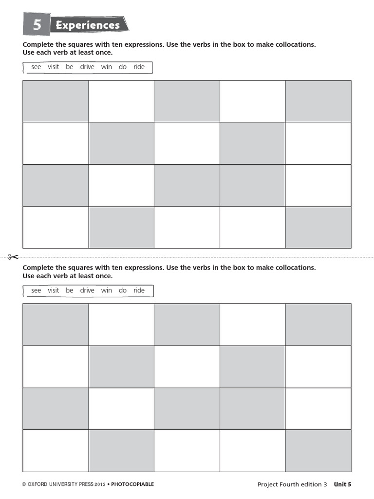 Project 4ed - Level 3 - Photocopiable Activities - Unit 5 | PDF