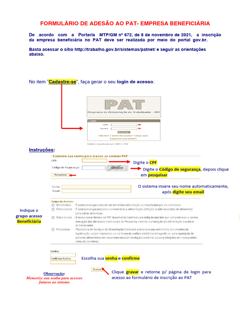 Formulario de Adesao Ao Pat Empresa Beneficiaria | PDF