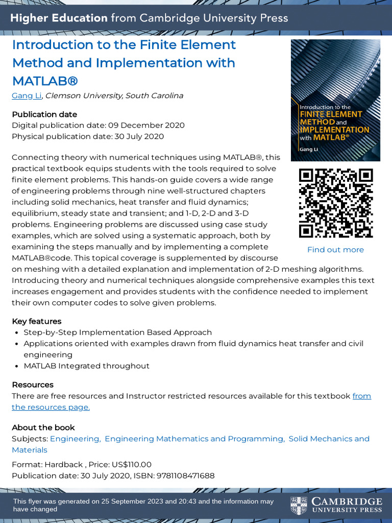 Introduction To The Finite Element Method And Implementation With 1109