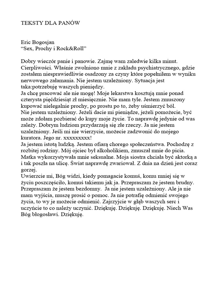 Teksty PROZA Dla Panów | PDF