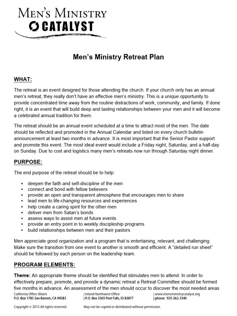 Mens Ministry Retreat Plan | PDF