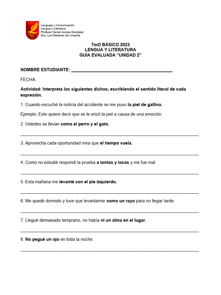 Guia Evaluada Unidad 2 - 7mo Básico | PDF