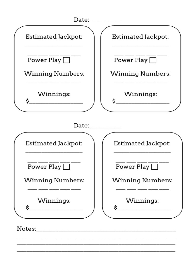 Lottery Number Tracker - 5X8 - 110 - 0XCS | PDF