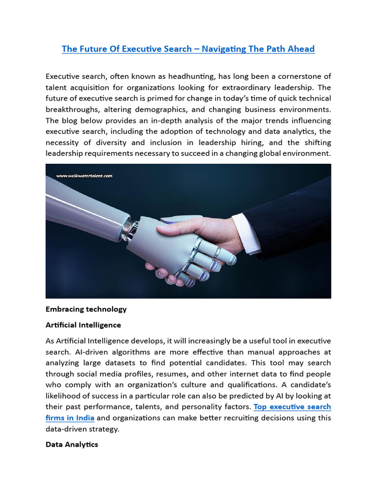 The Future of Executive Search - Navigating The Path Ahead | PDF