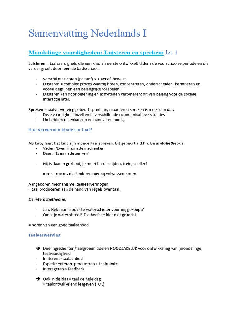 Samenvatting Nederlands | PDF
