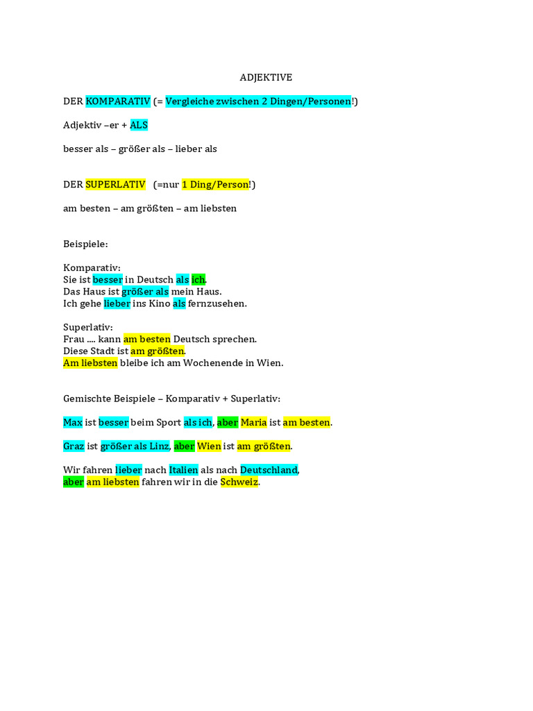 Komparativ Superlativ | PDF