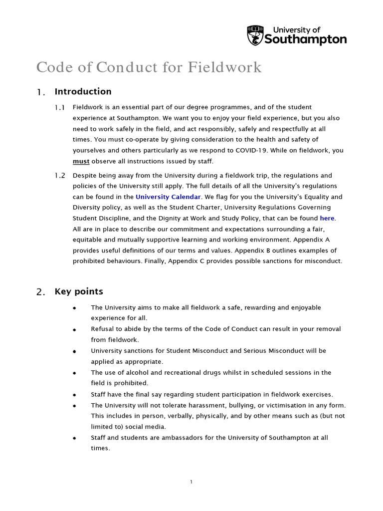 Code of Conduct For Fieldwork | PDF | Social Media | Popular Culture ...