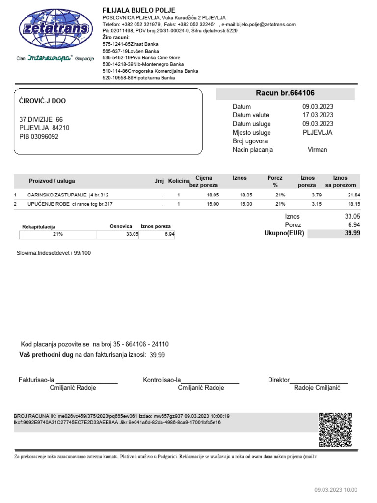 Racun br.664106: Žiro Racuni | PDF