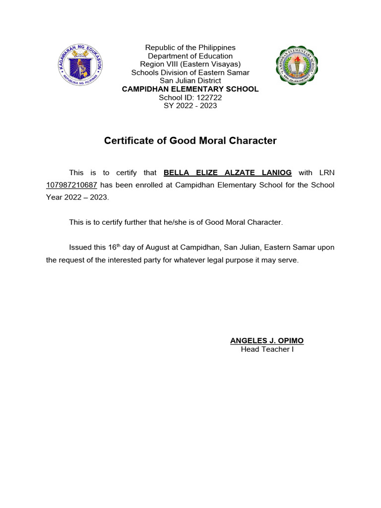 Good Moral Character | PDF
