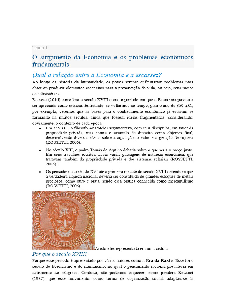 Princípios da Economia e sua Evolução | PDF | Economia | Mercado (economia)